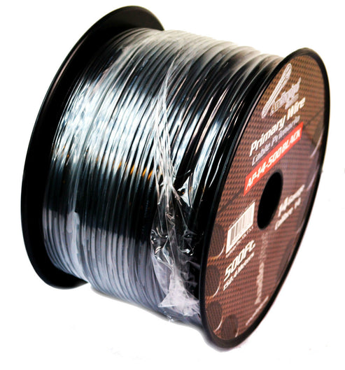14 Gauge Car Audio Primary Wire (500ft–Black)– Remote, Power/Ground El ...