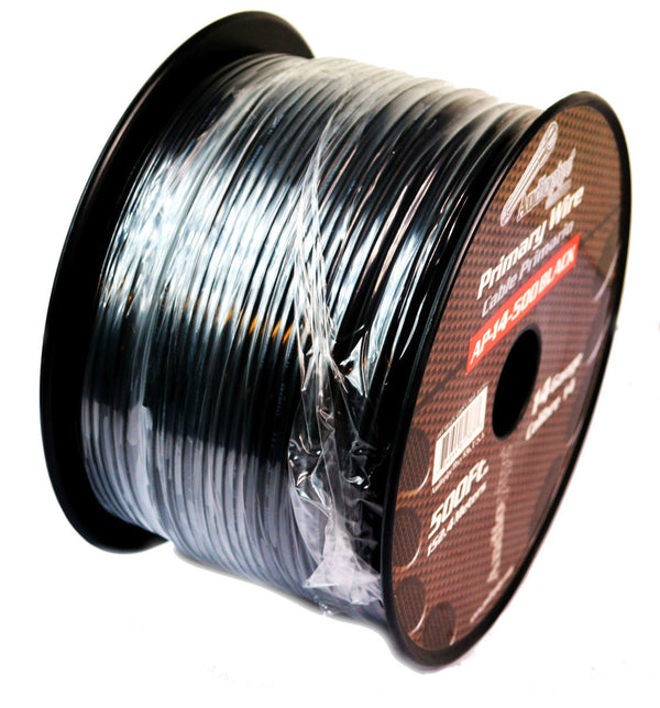 14 Gauge Car Audio Primary Wire (500ft–Black)– Remote, Power/Ground El ...