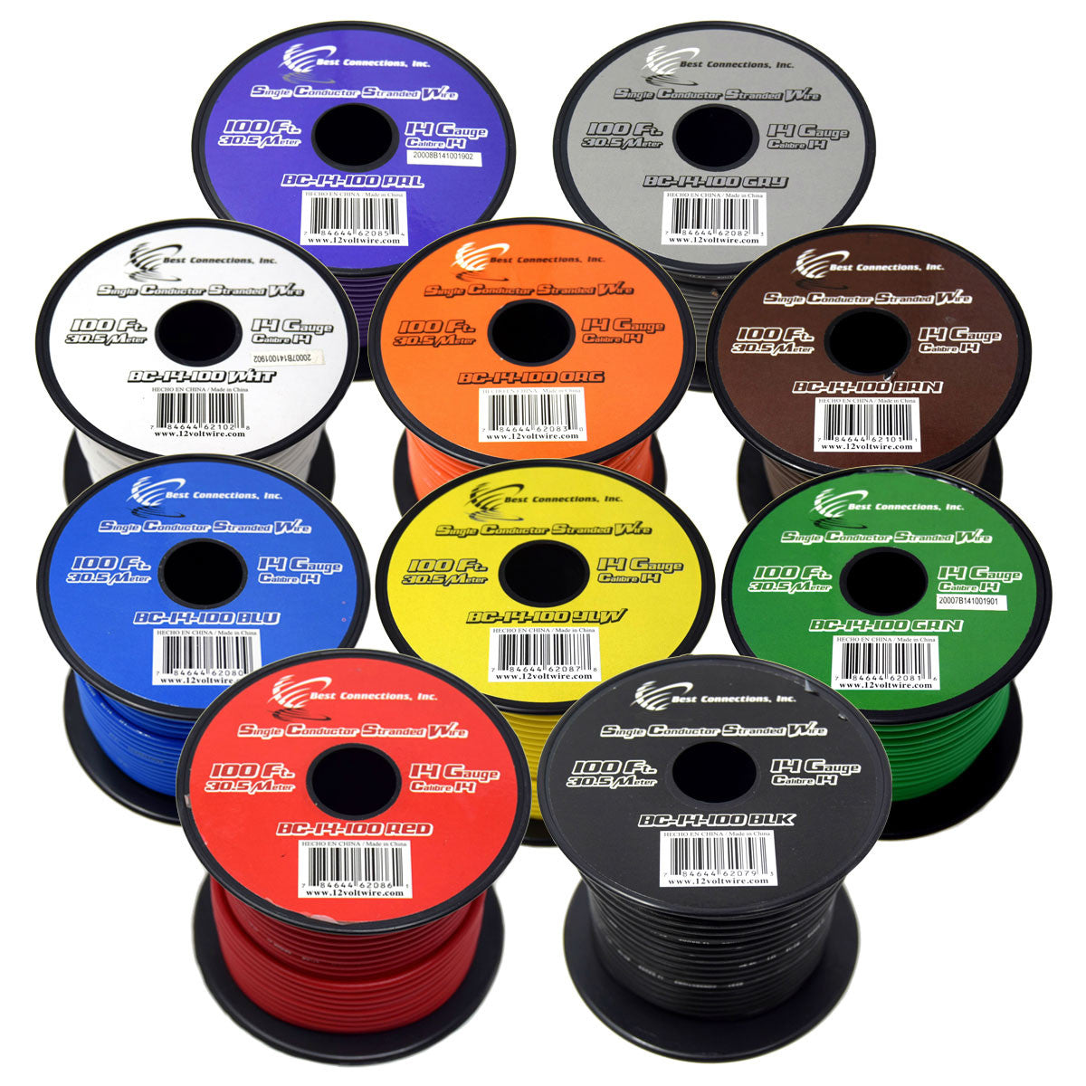 (10 Rolls) Spools 100' Feet 14 Gauge Boat Automotive Wire Auto Power C ...