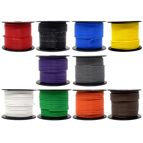 (10 Rolls) Spools 100' Feet 14 Gauge Boat Automotive Wire Auto Power C ...